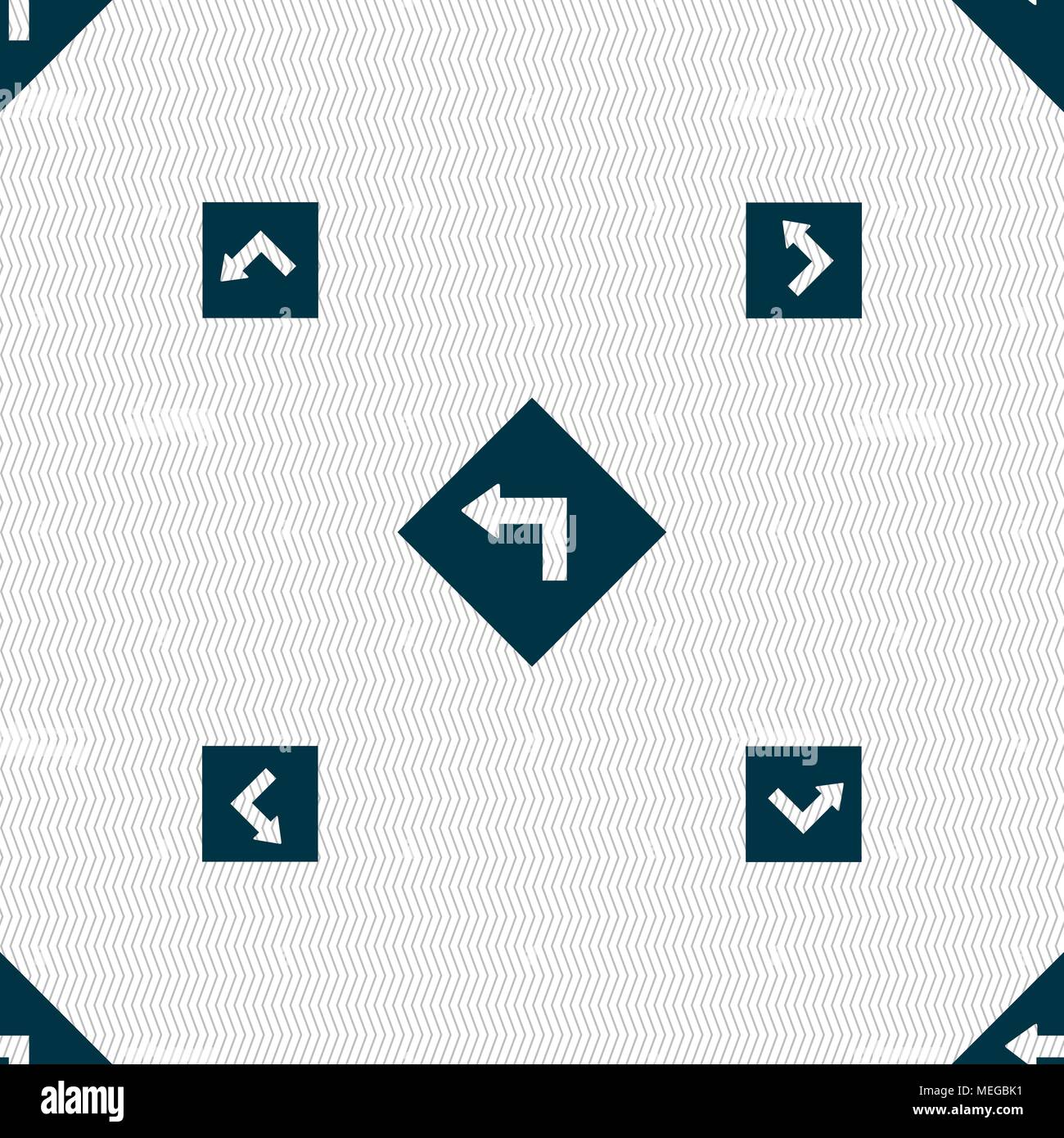 Road sign warning of dangerous left curve icon sign. Seamless pattern ...