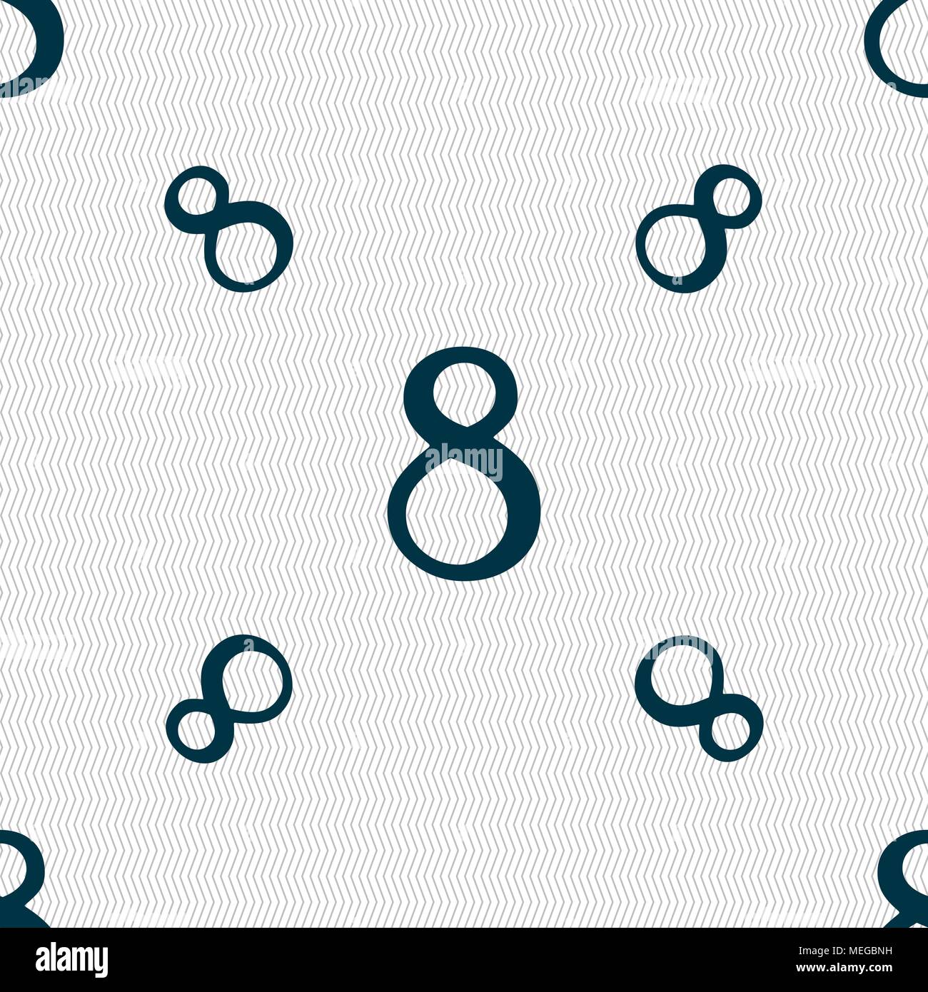 number Eight icon sign. Seamless pattern with geometric texture. Vector ...