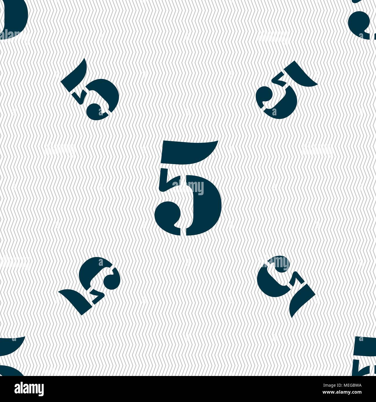 number five icon sign. Seamless pattern with geometric texture. Vector ...