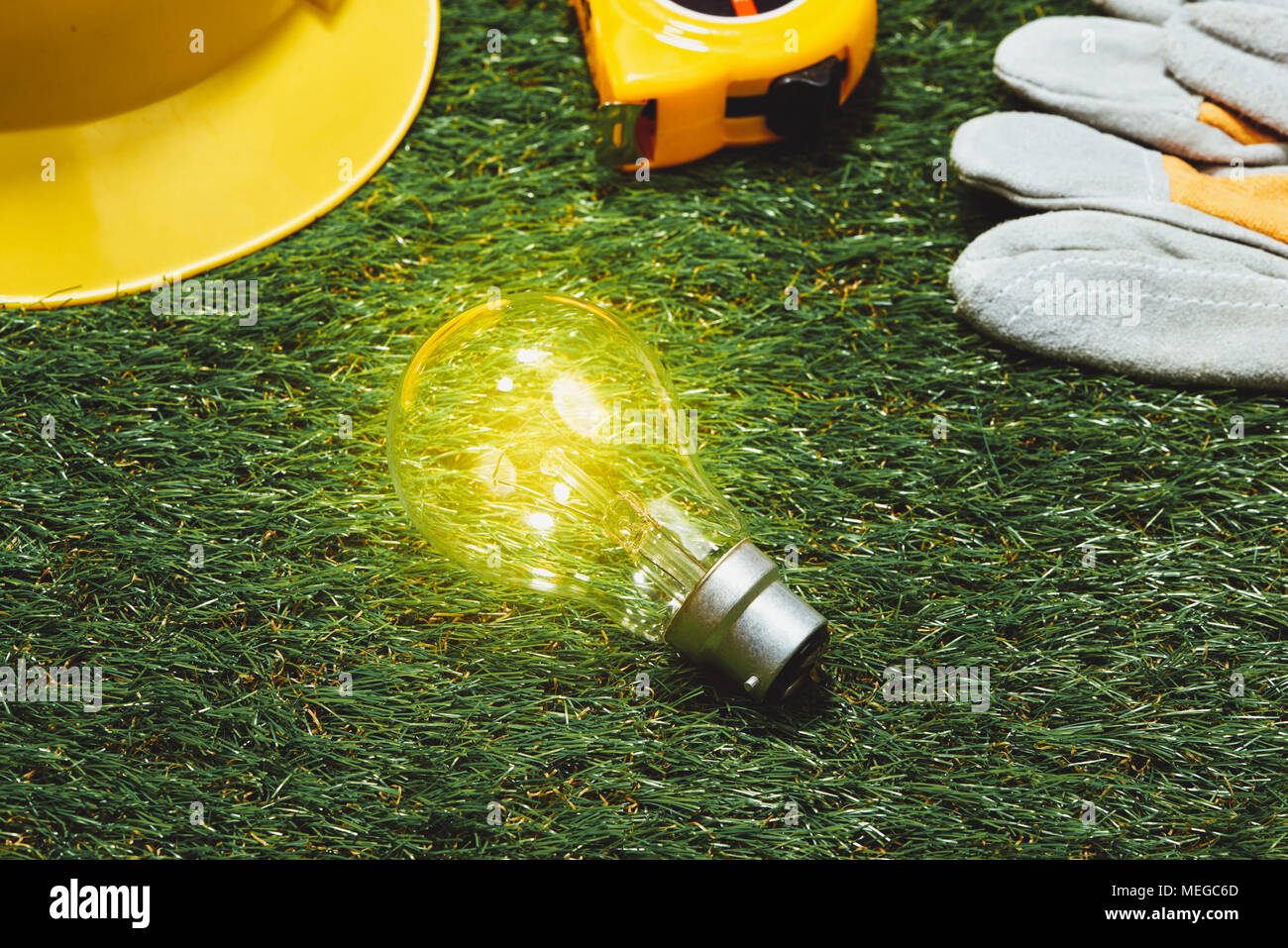 Green building and energy saving concept: house projecj and work tools ...