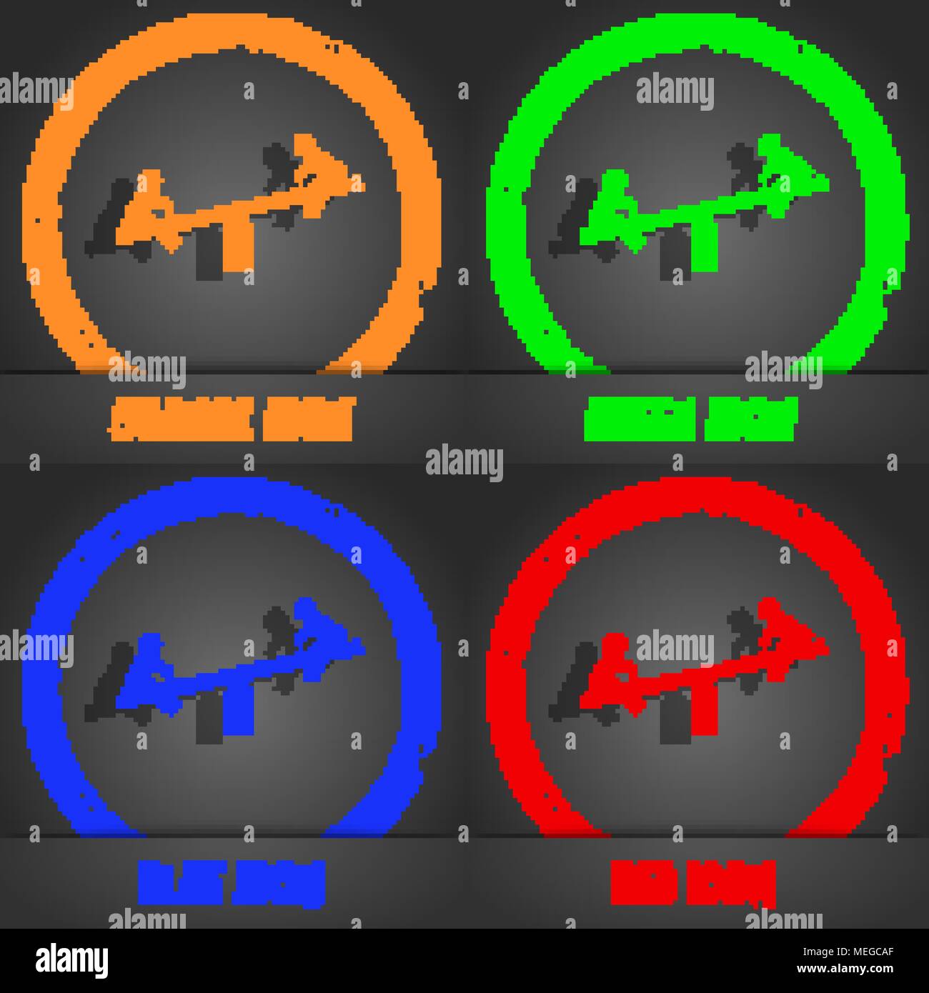 swing icon symbol. Fashionable modern style. In the orange, green, blue ...