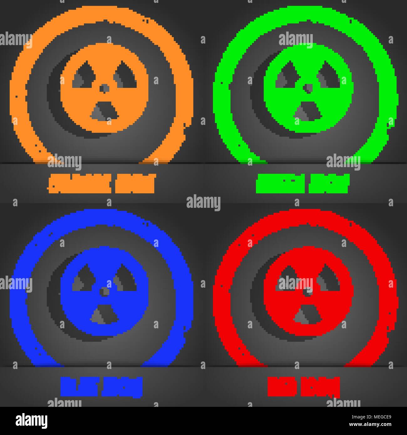 radiation icon symbol. Fashionable modern style. In the orange, green ...