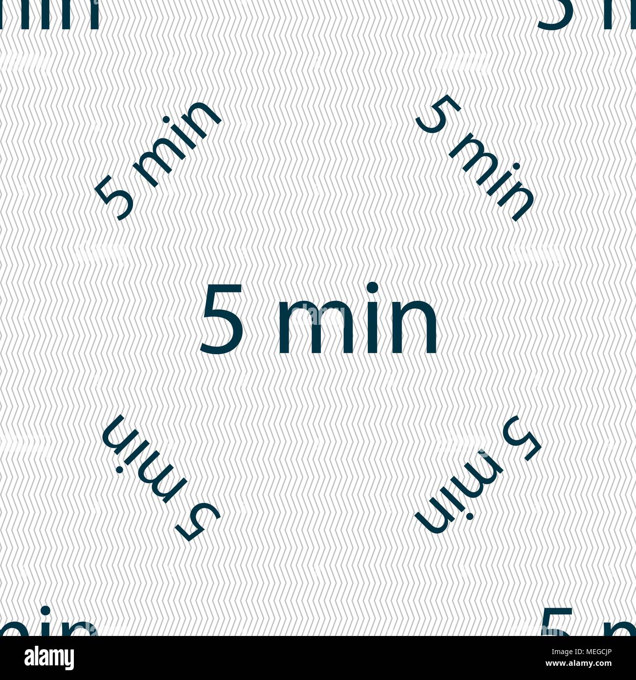 5 minutes sign icon. Seamless pattern with geometric texture. Vector ...