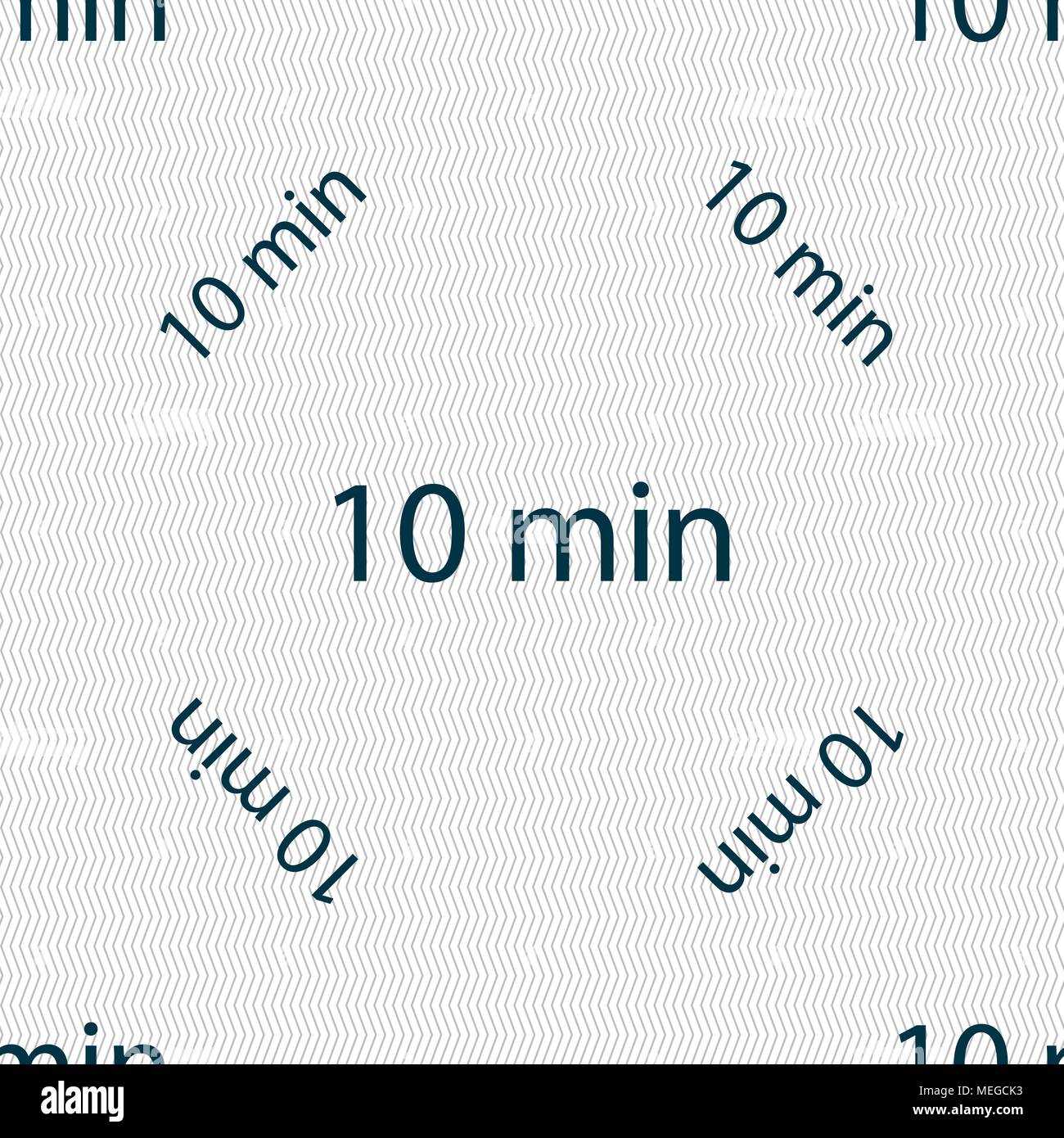 10 minutes sign icon. Seamless pattern with geometric texture. Vector ...
