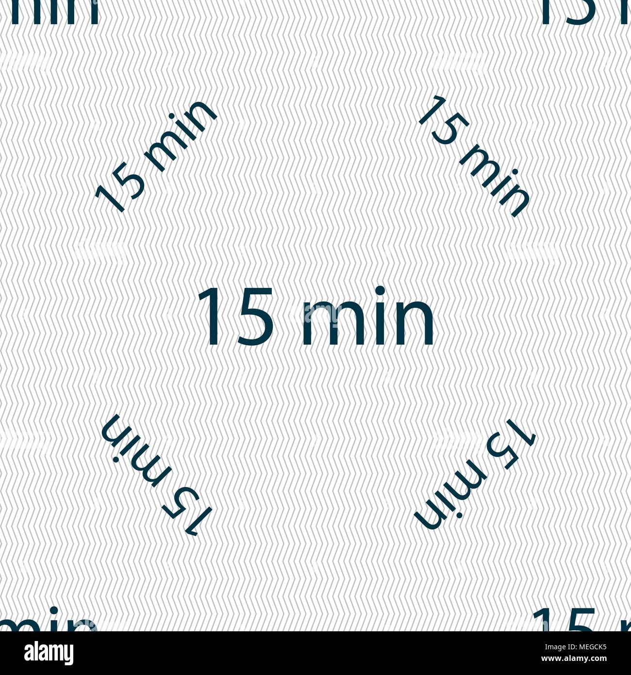 15 minutes sign icon. Seamless pattern with geometric texture. Vector ...