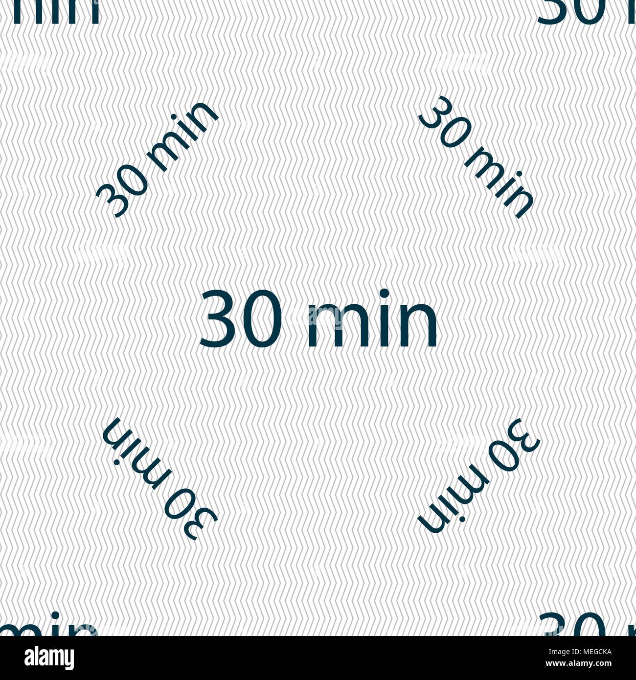 30 minutes sign icon. Seamless pattern with geometric texture. Vector ...