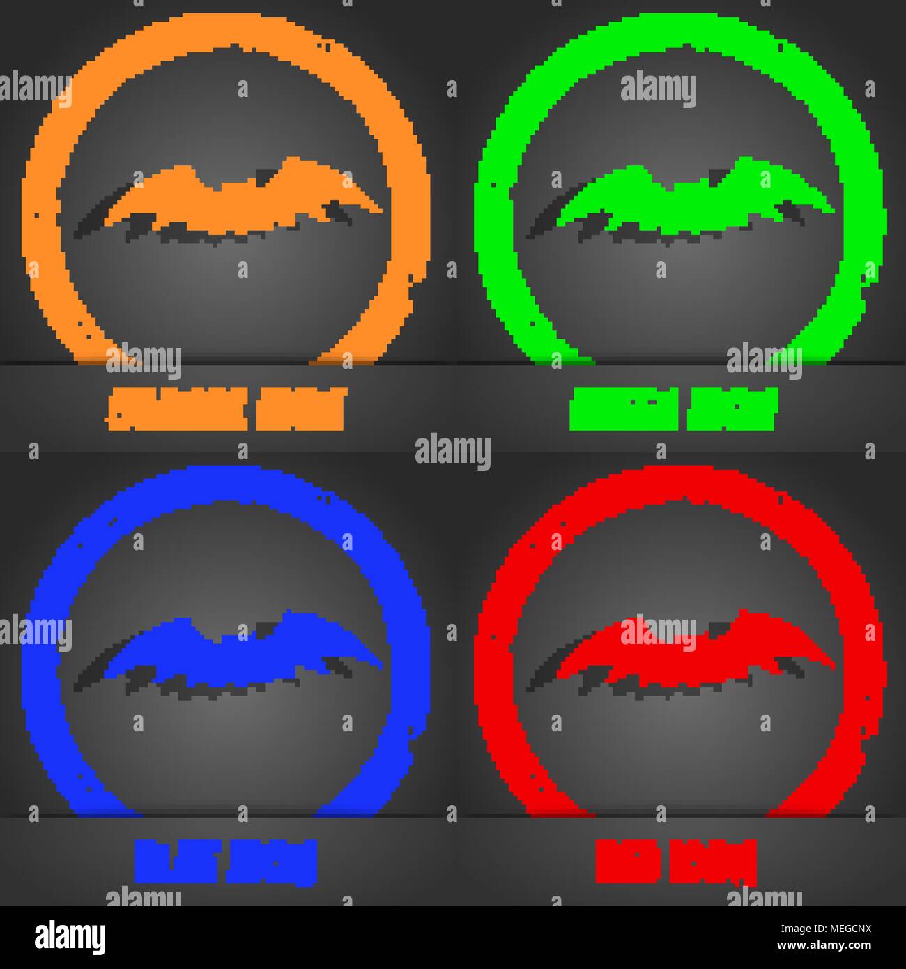 bat icon symbol. Fashionable modern style. In the orange, green, blue ...