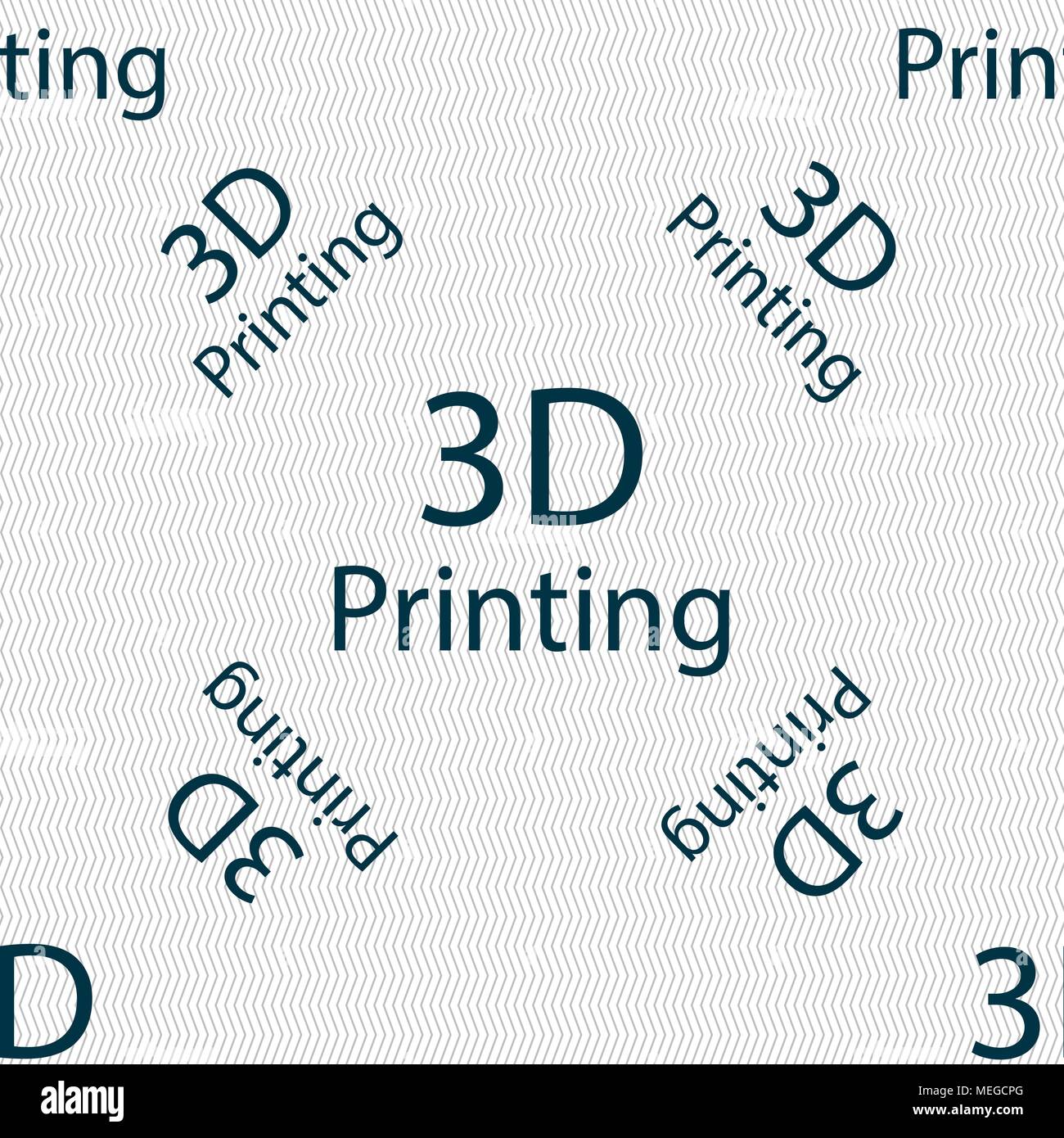 3D Print sign icon. 3d-Printing symbol. Seamless pattern with geometric ...