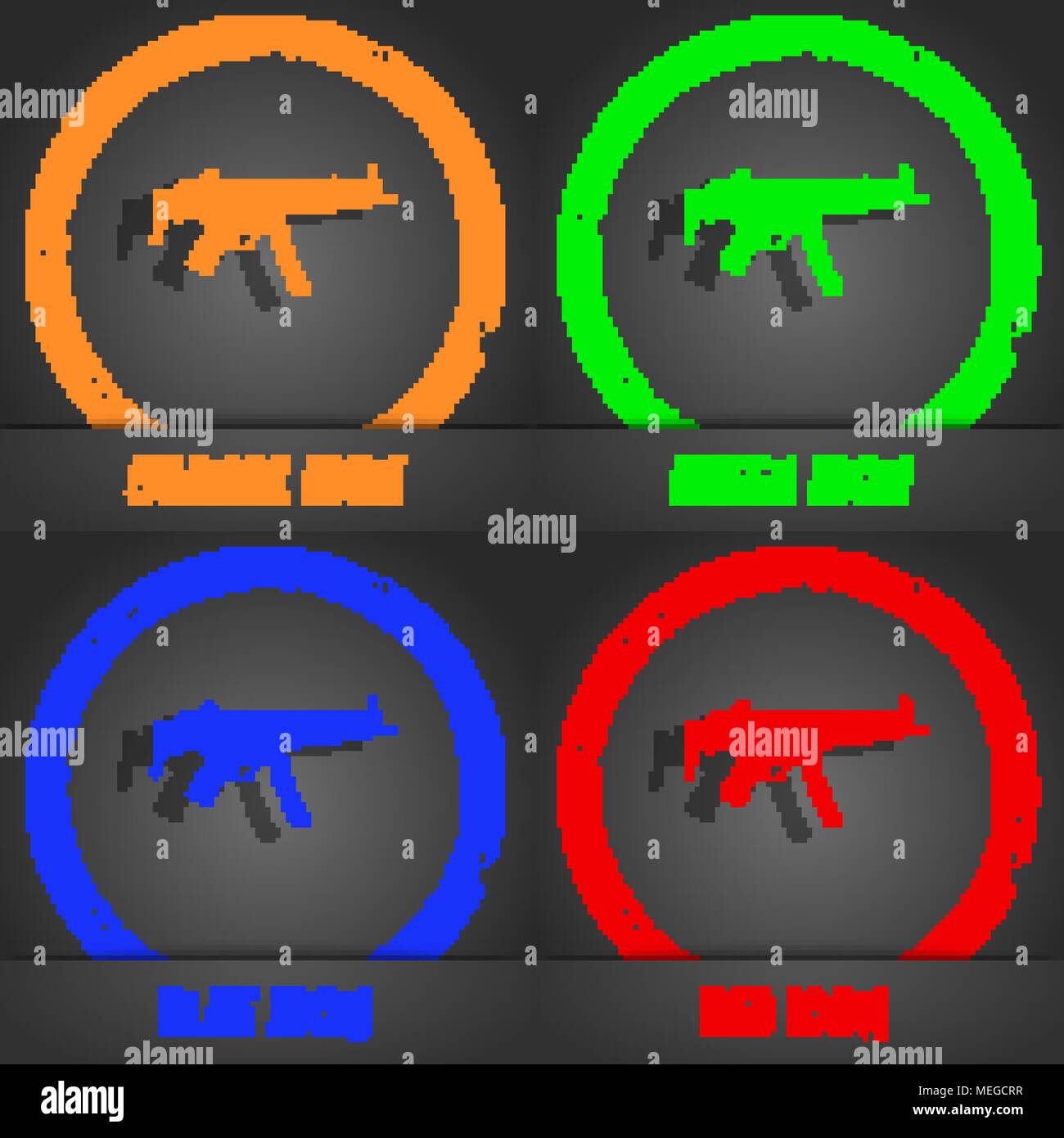 machine gun icon symbol. Fashionable modern style. In the orange, green ...