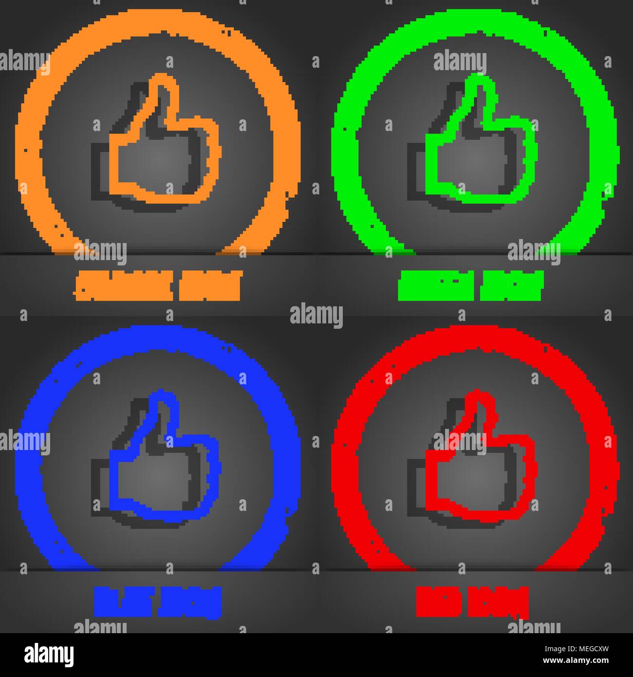 Like icon symbol. Fashionable modern style. In the orange, green, blue ...