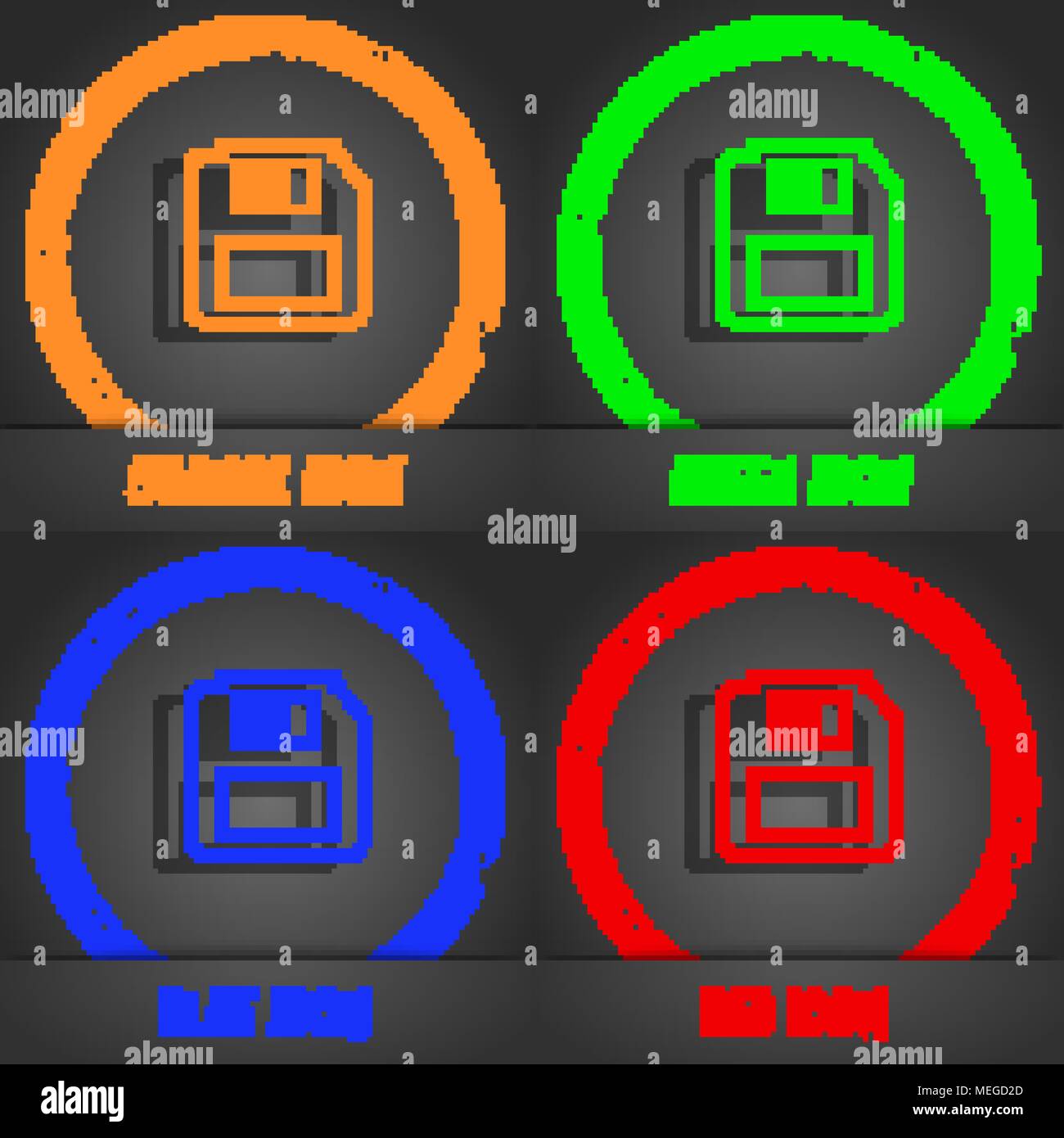 floppy disk icon symbol. Fashionable modern style. In the orange, green ...