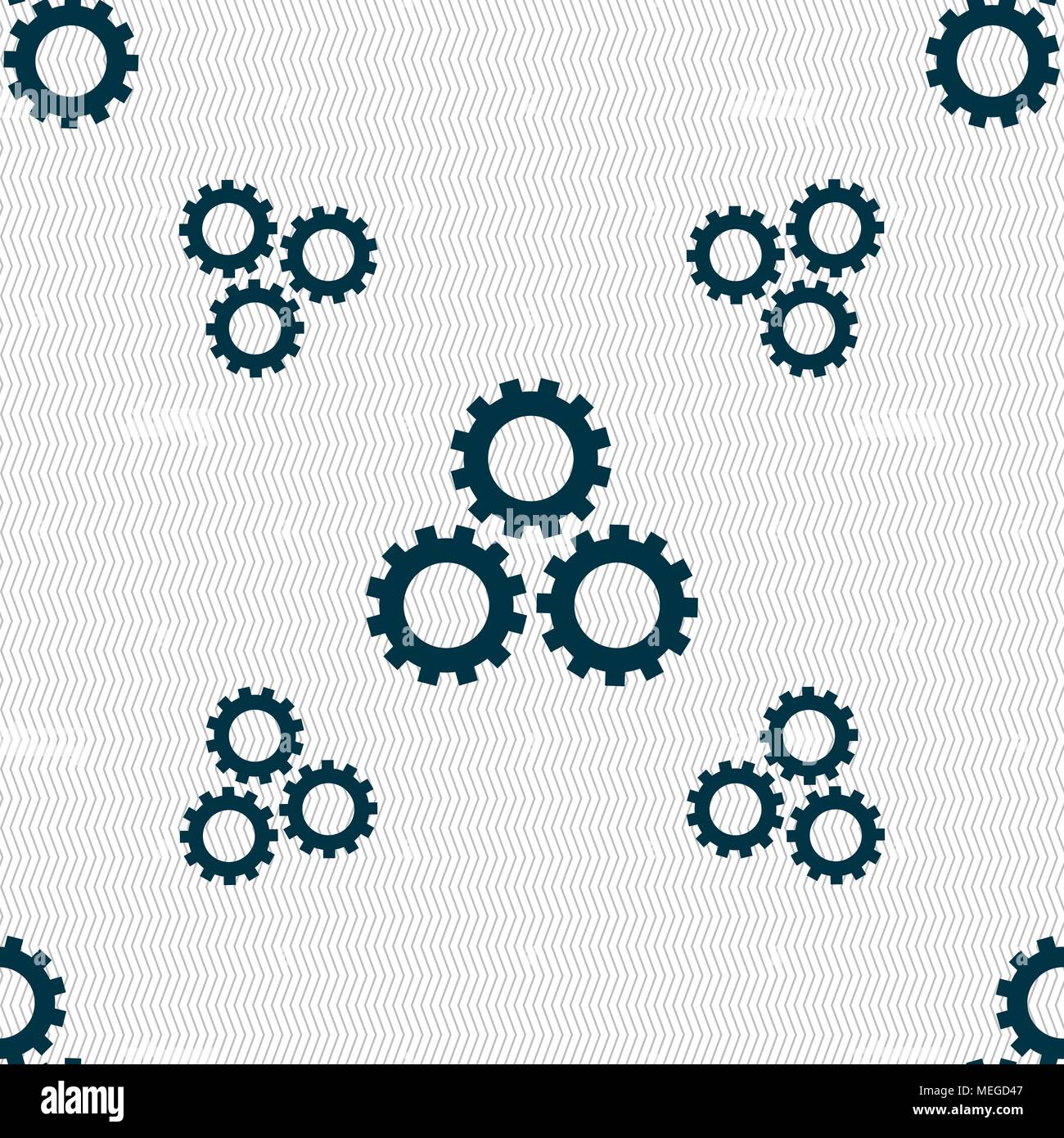 Cog settings sign icon. Cogwheel gear mechanism symbol. Seamless pattern with geometric texture ...