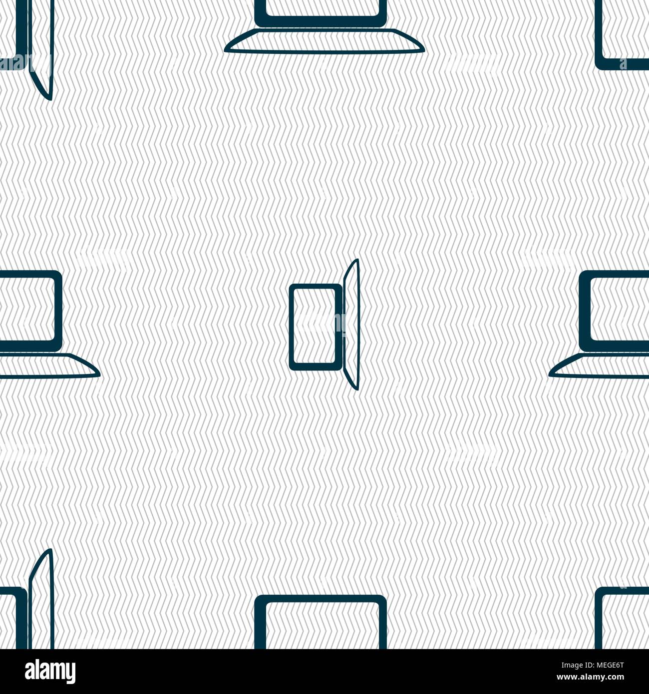 Laptop sign icon. Notebook pc with graph symbol. Monitoring. Seamless ...