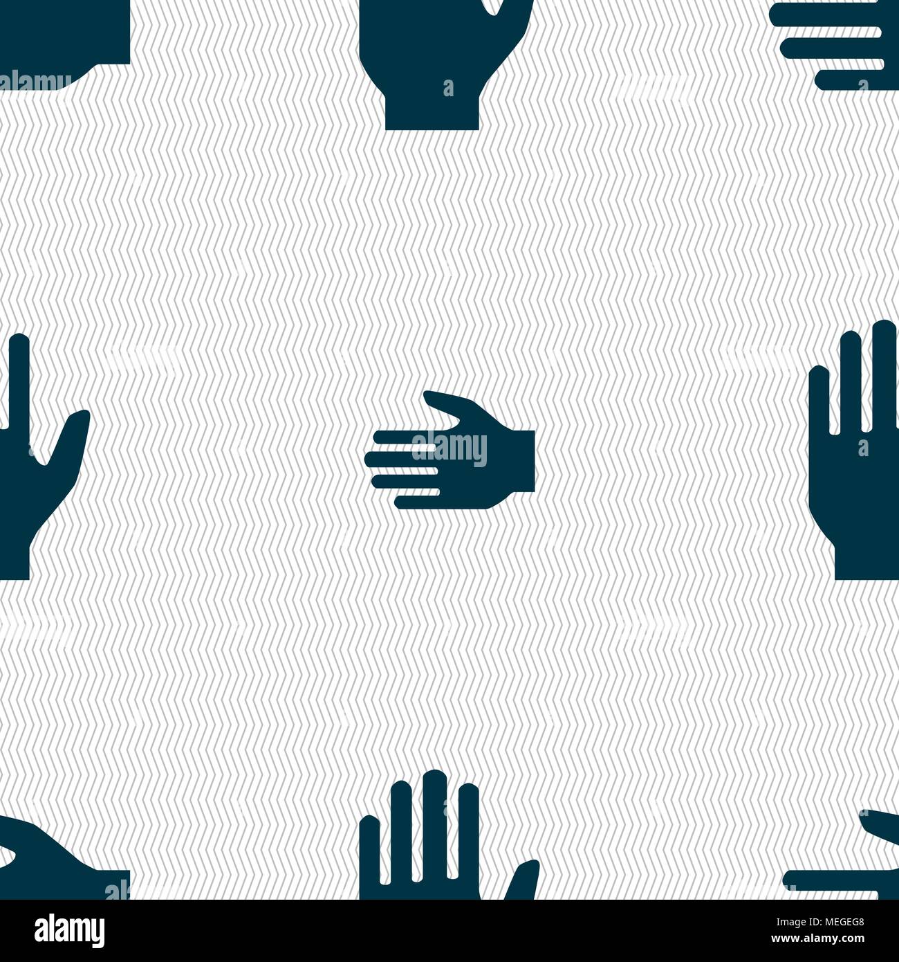 Hand print sign icon. Stop symbol. Seamless abstract background with ...