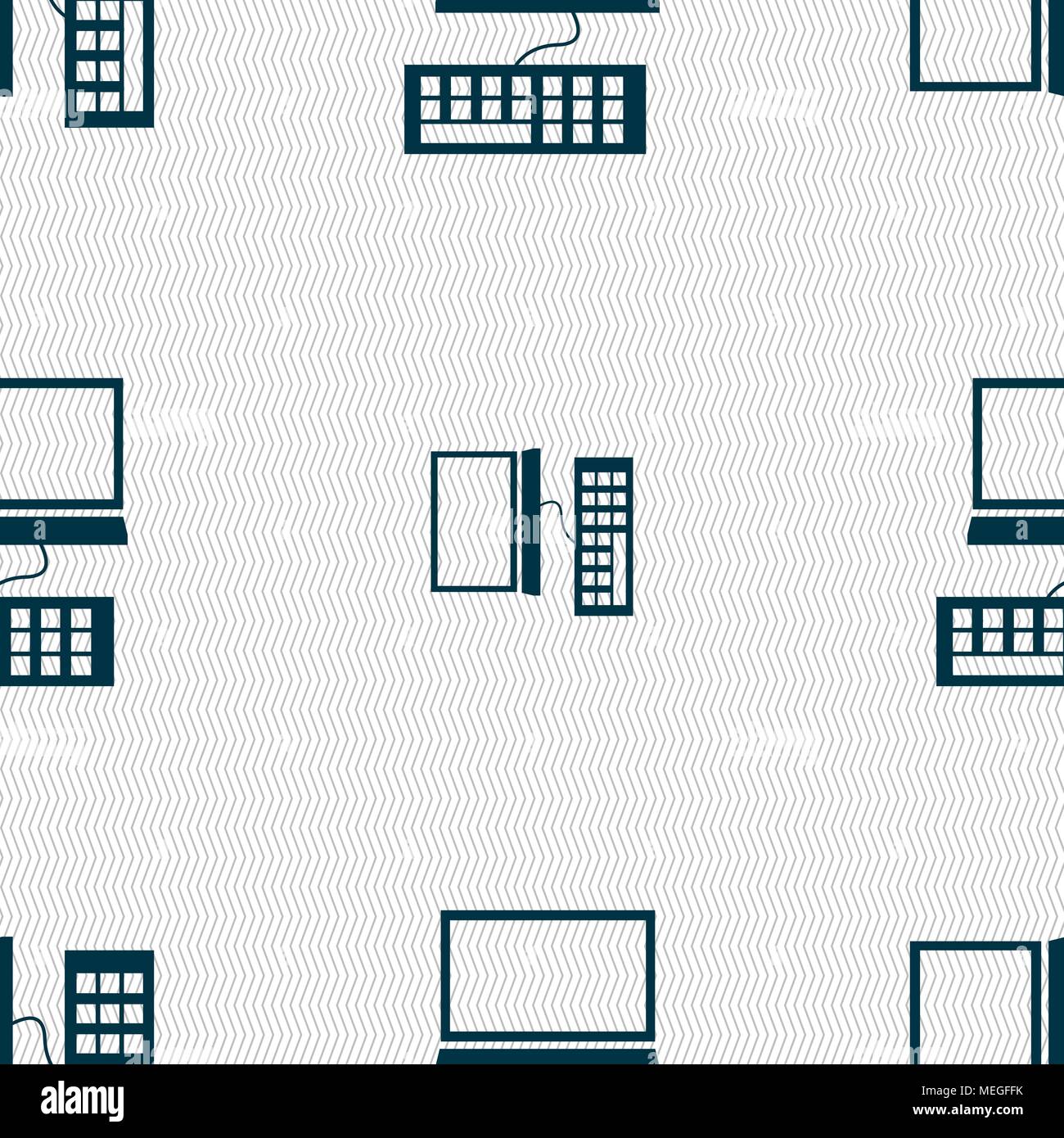 Computer monitor and keyboard Icon. Seamless abstract background with geometric shapes. Vector ...