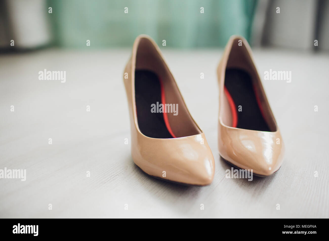shoes on white background female side view Stock Photo - Alamy
