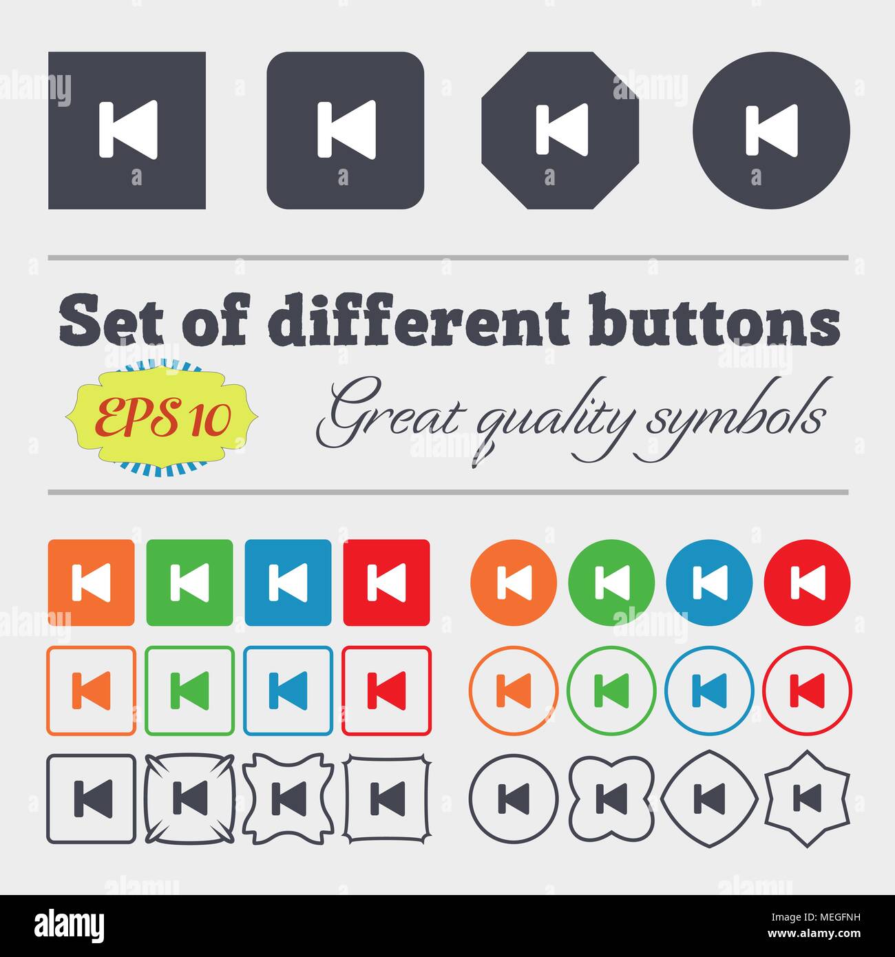 fast backward icon sign Big set of colorful, diverse, high-quality ...