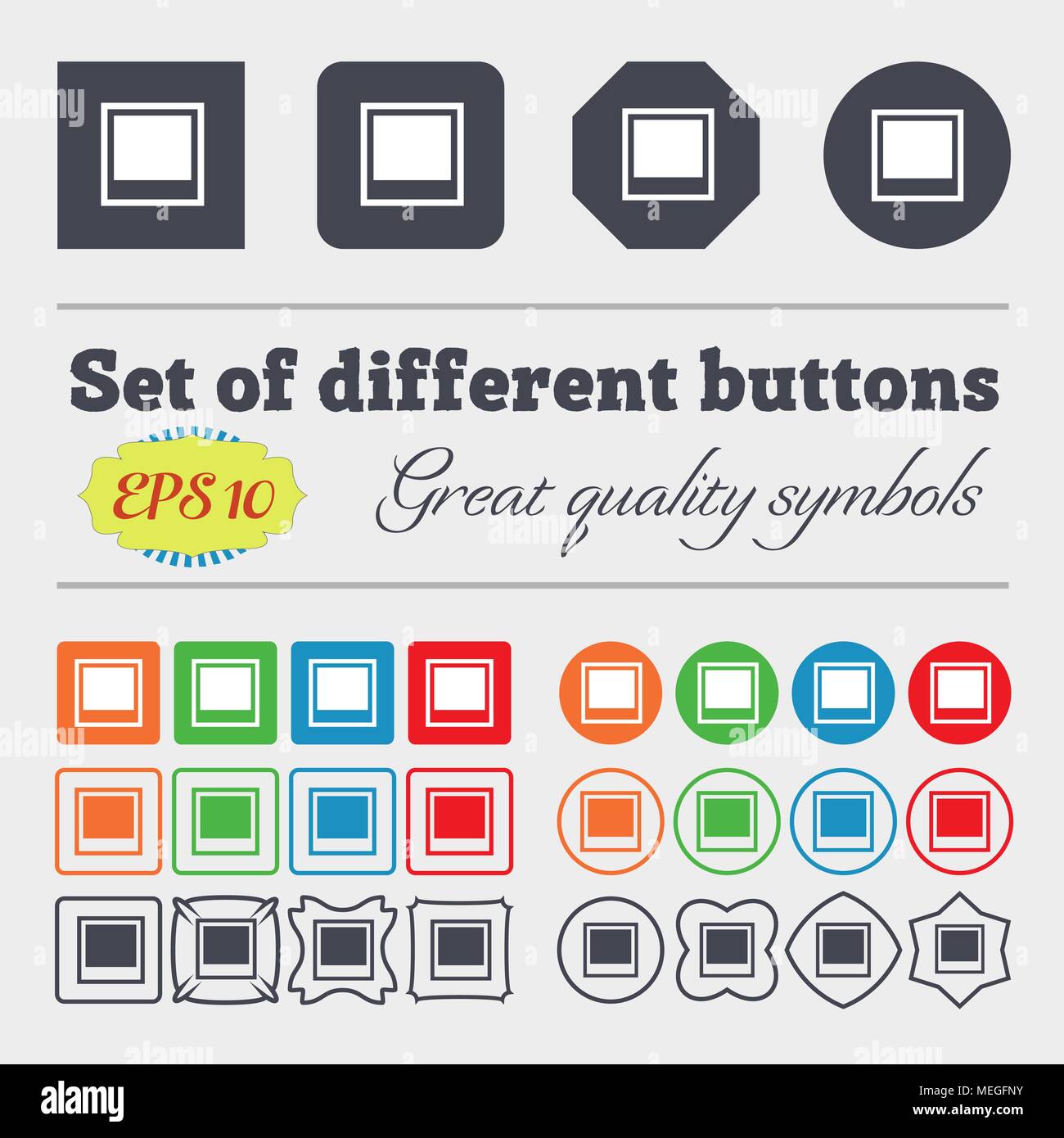 Photo frame template icon sign Big set of colorful, diverse, high ...