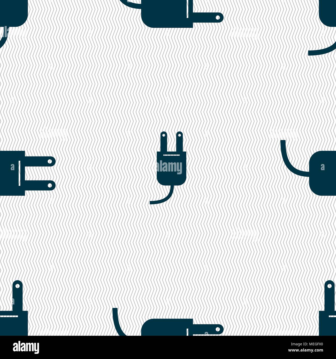 Electric plug sign icon. Power energy symbol. Seamless abstract ...