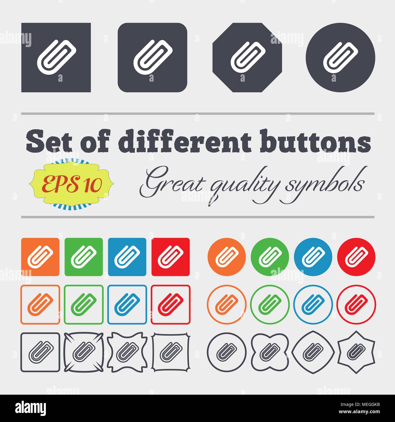Paper Clip icon sign. Big set of colorful, diverse, high-quality ...