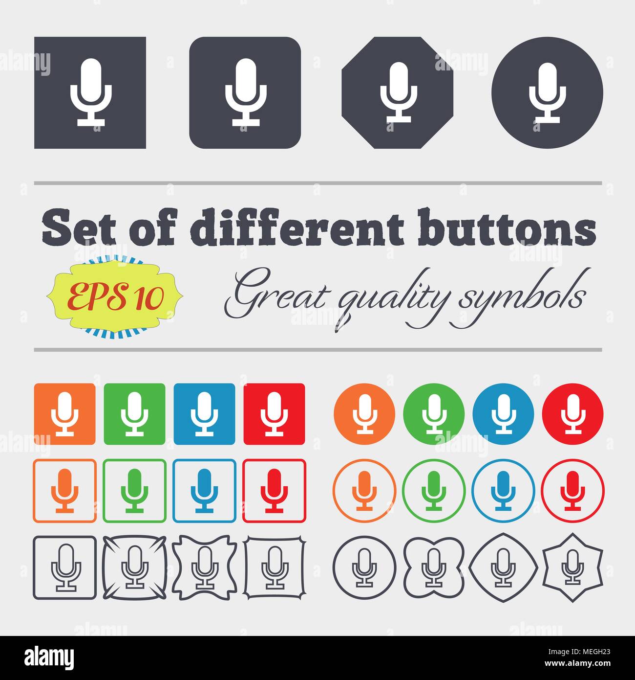 microphone icon sign. Big set of colorful, diverse, high-quality ...