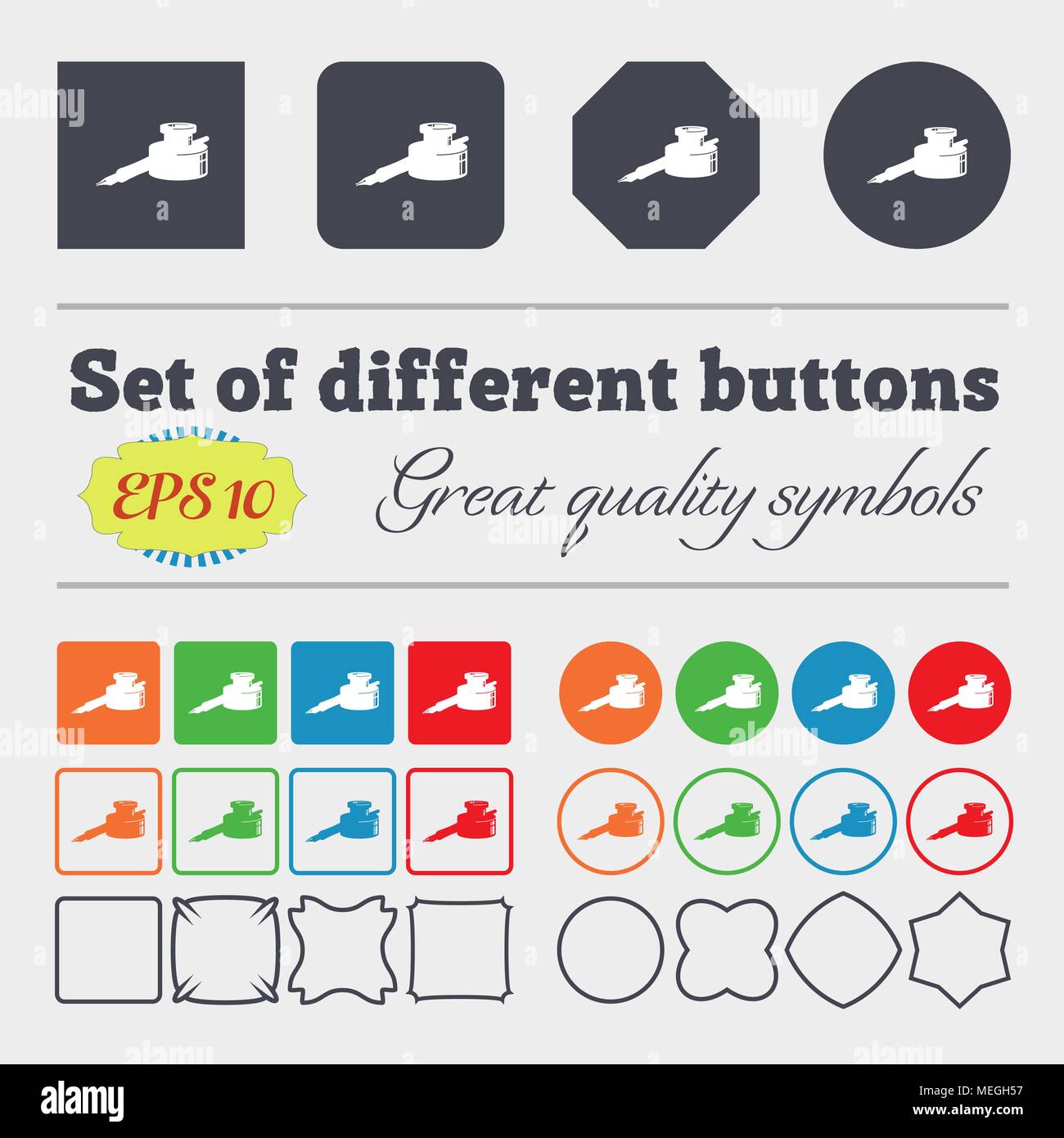 pen and ink icon sign. Big set of colorful, diverse, high-quality ...