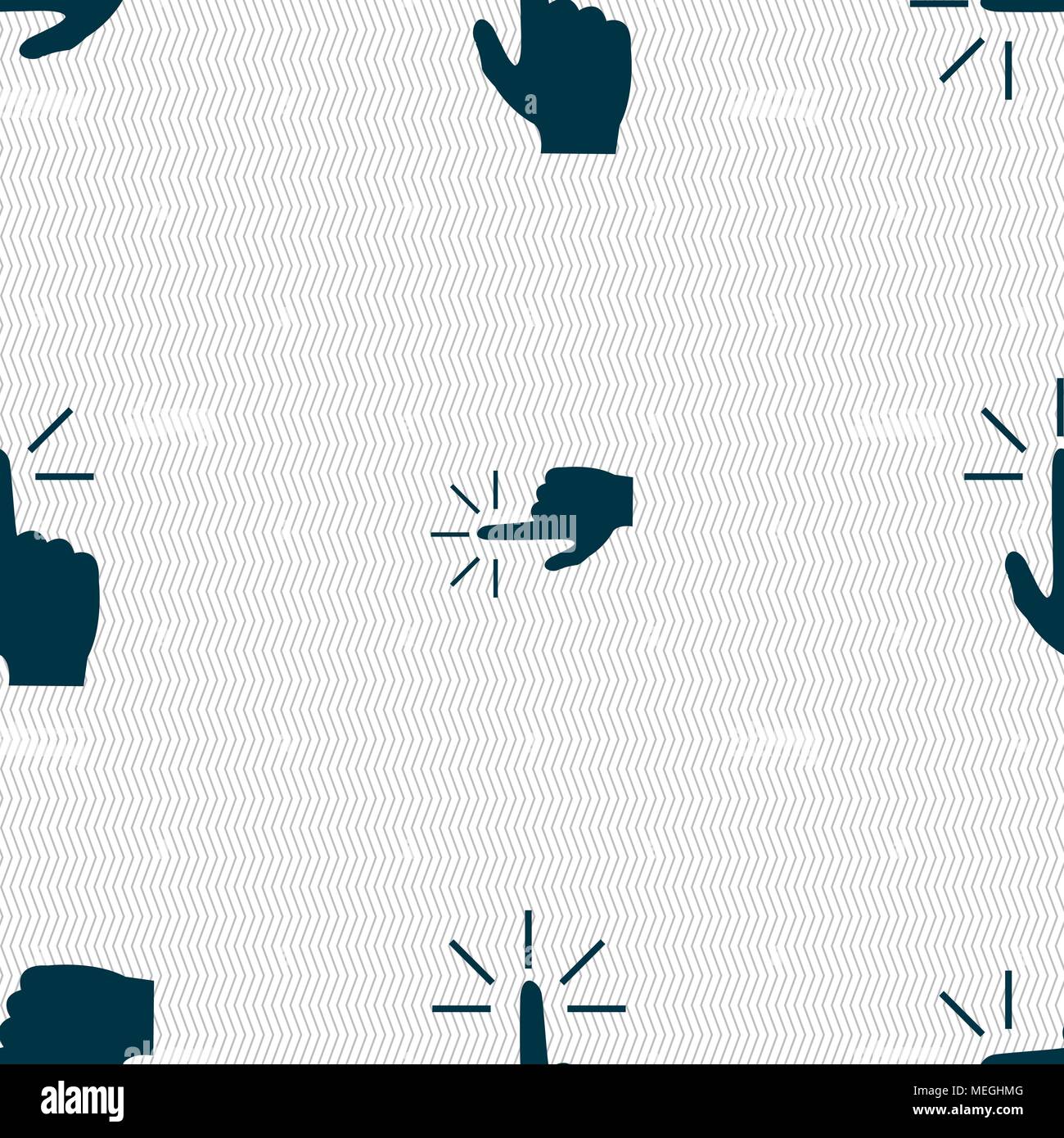 Click here hand icon sign. Seamless abstract background with geometric ...