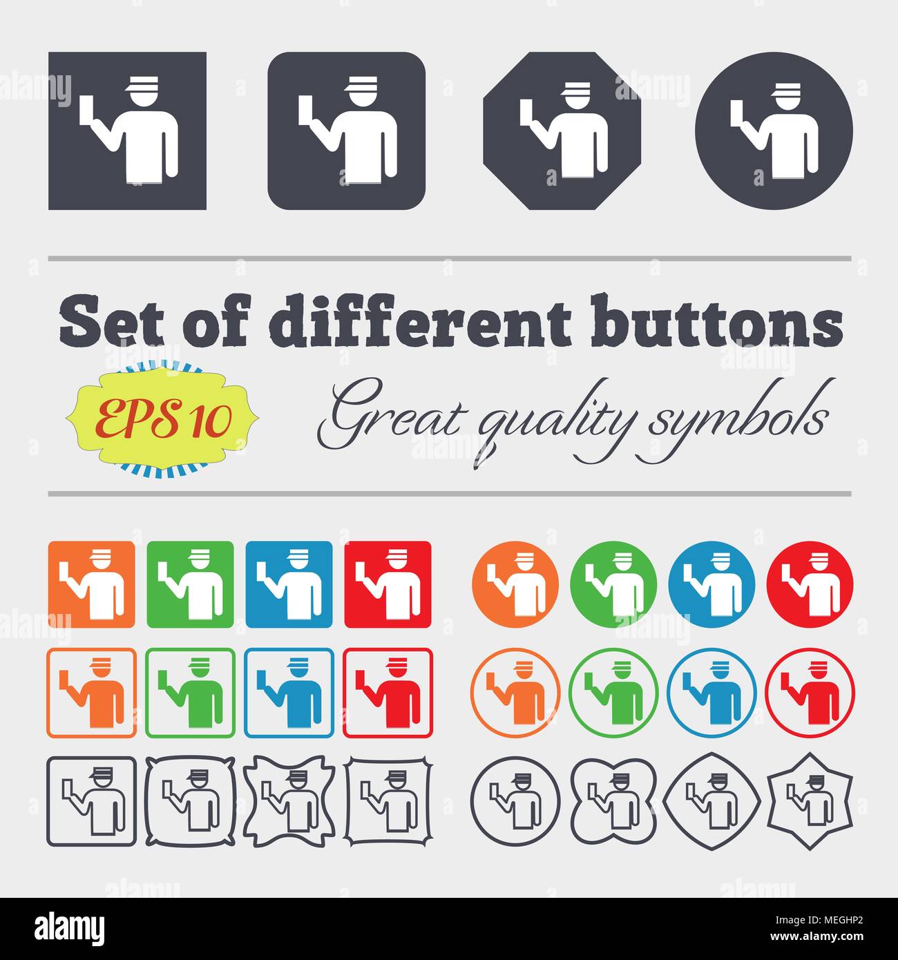 Inspector icon sign. Big set of colorful, diverse, high-quality buttons ...
