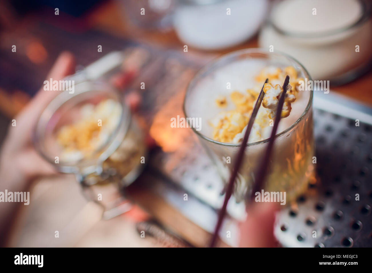 Butter Scotch Caramel Cream Popcorn drink cocktail Stock Photo - Alamy