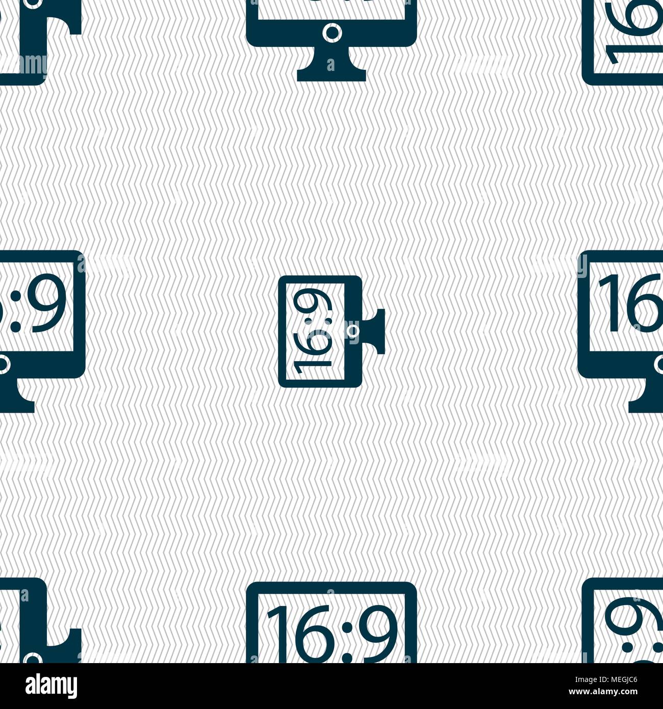 Aspect ratio 16:9 widescreen tv icon sign. Seamless abstract background ...