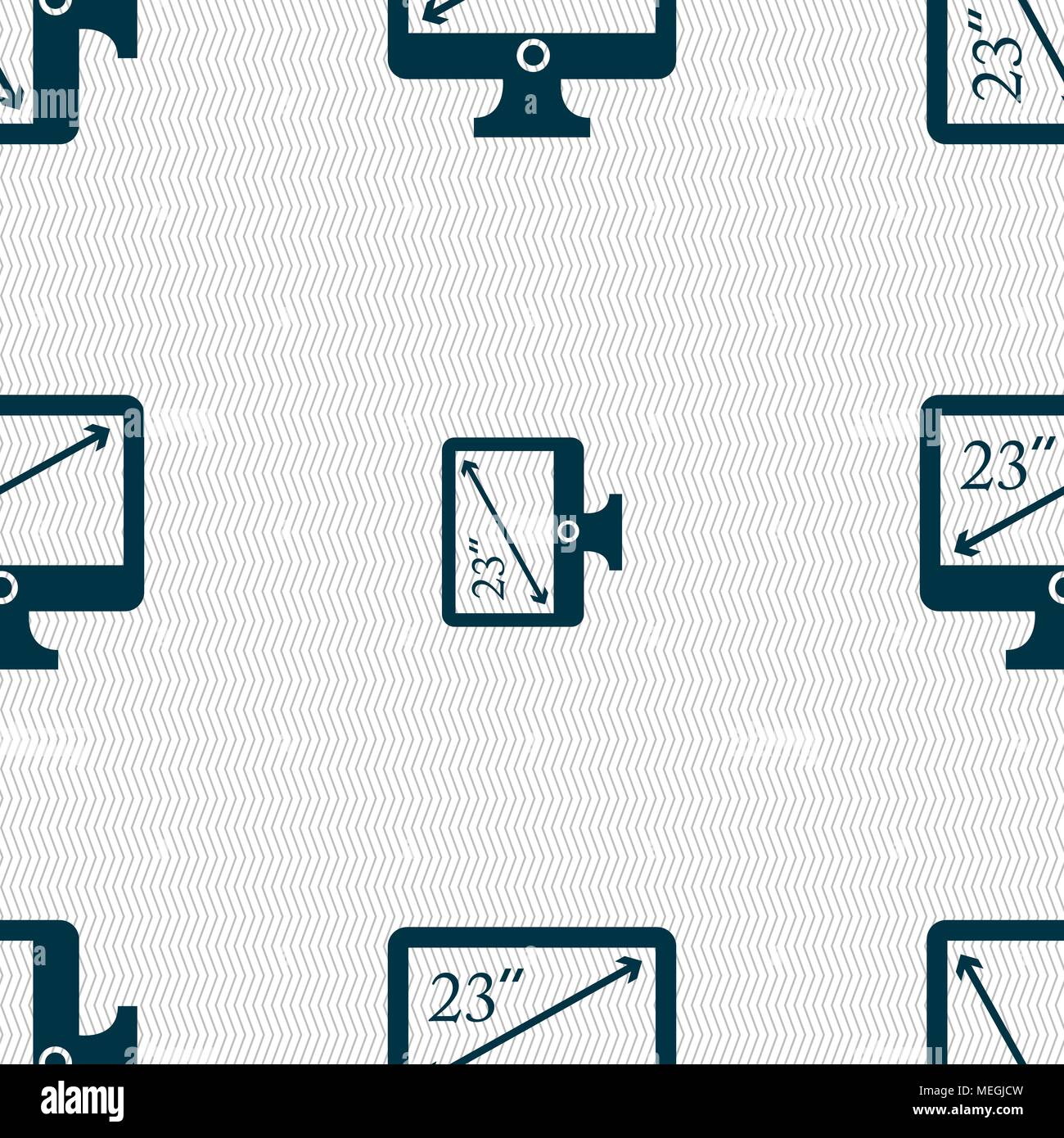 diagonal of the monitor 23 inches icon sign. Seamless abstract ...