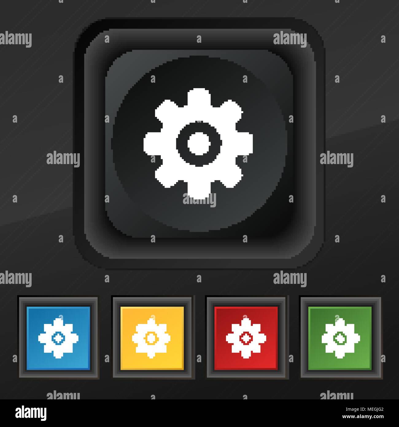 Cog settings, Cogwheel gear mechanism icon symbol. Set of five colorful ...