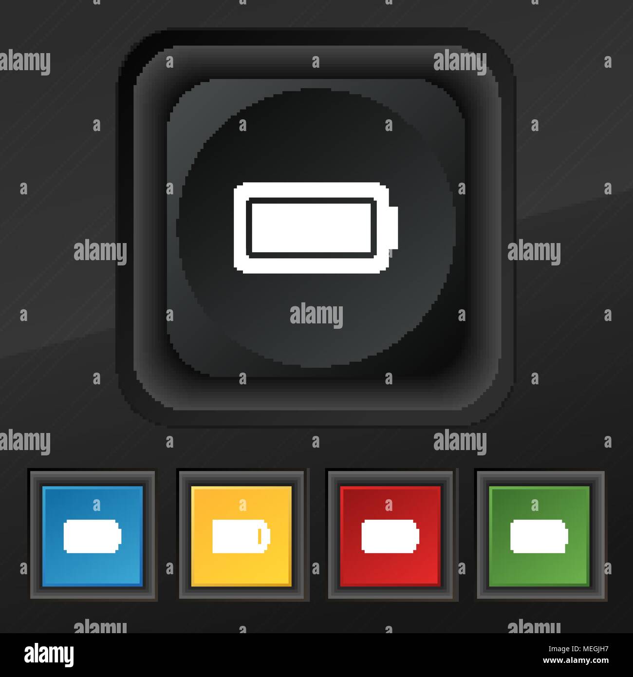 Battery fully charged icon symbol. Set of five colorful, stylish ...