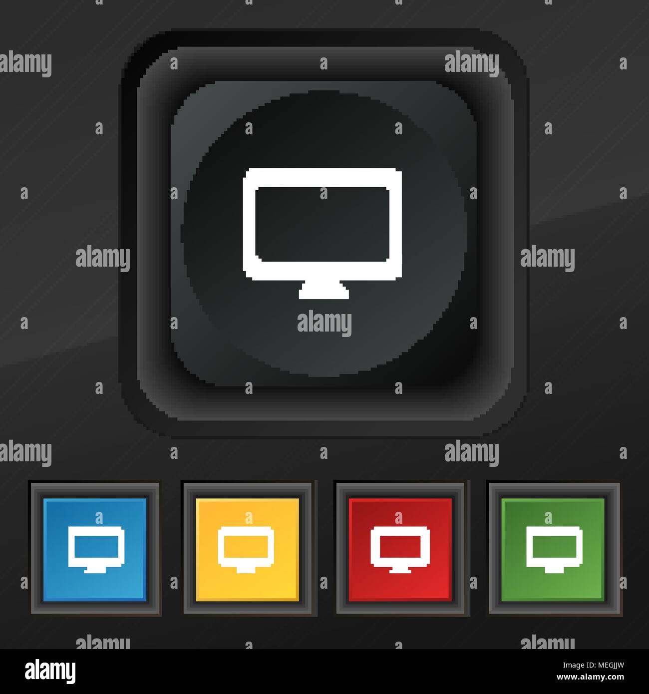 Computer widescreen monitor icon symbol. Set of five colorful, stylish ...