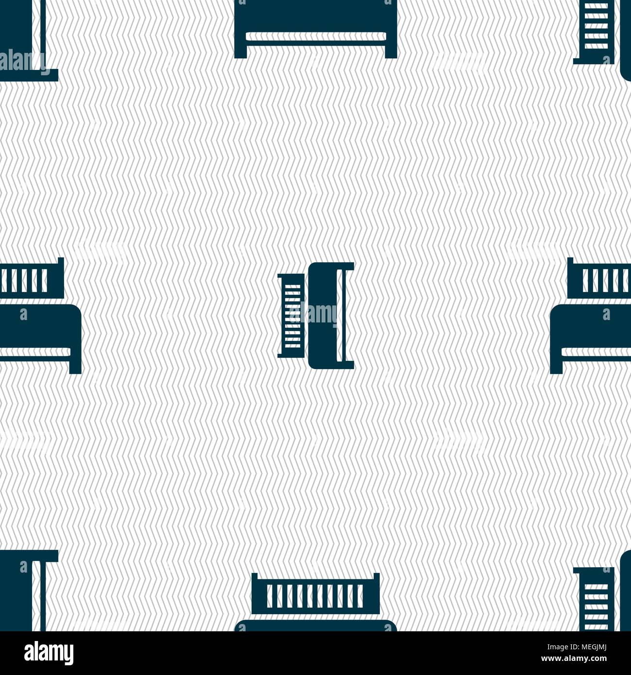 Hotel, bed icon sign. Seamless abstract background with geometric ...