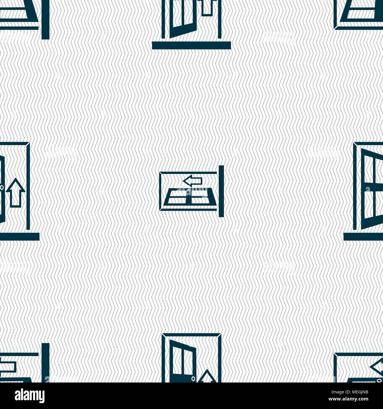 Door, Enter or exit icon sign. Seamless abstract background with ...