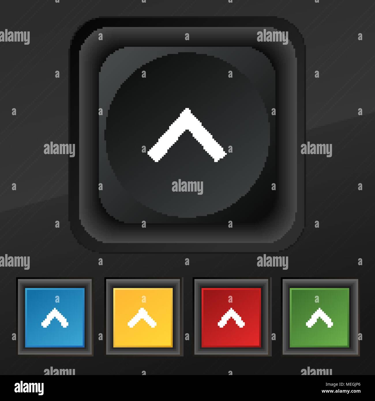 Direction arrow up icon symbol. Set of five colorful, stylish buttons ...