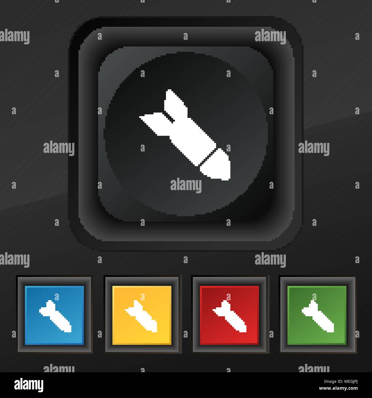 Missile,Rocket weapon icon symbol. Set of five colorful, stylish ...
