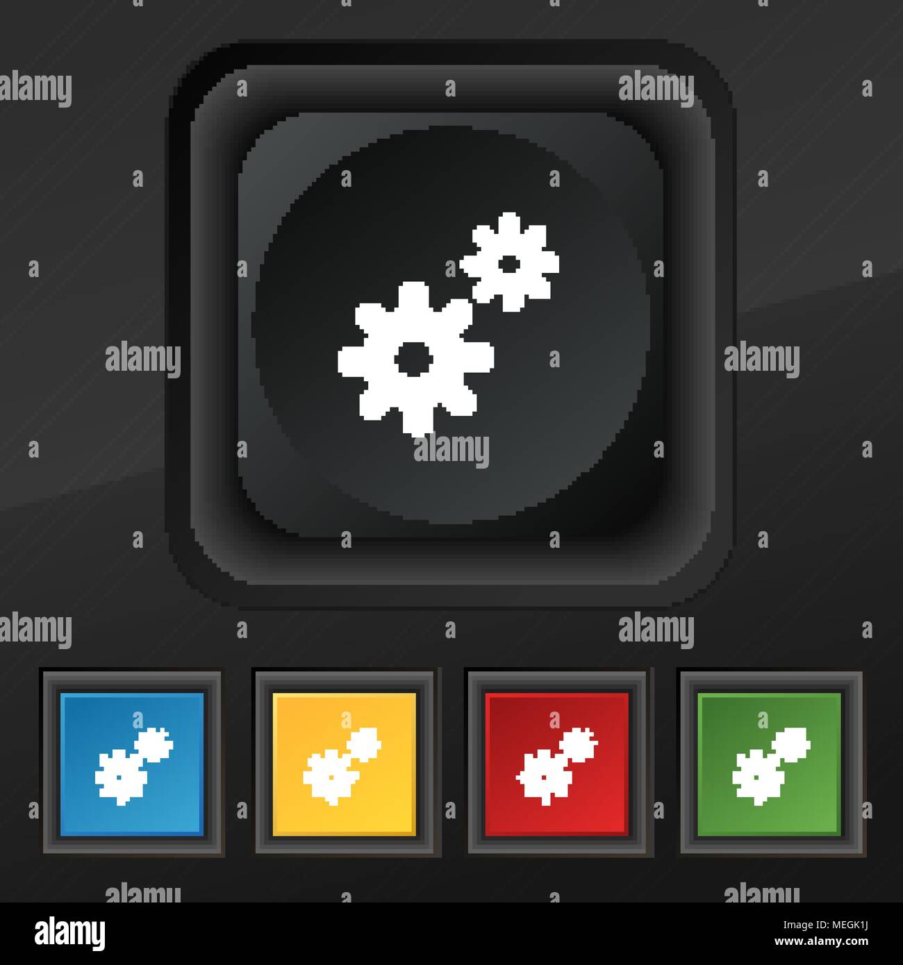 Cog settings, Cogwheel gear mechanism icon symbol. Set of five colorful ...