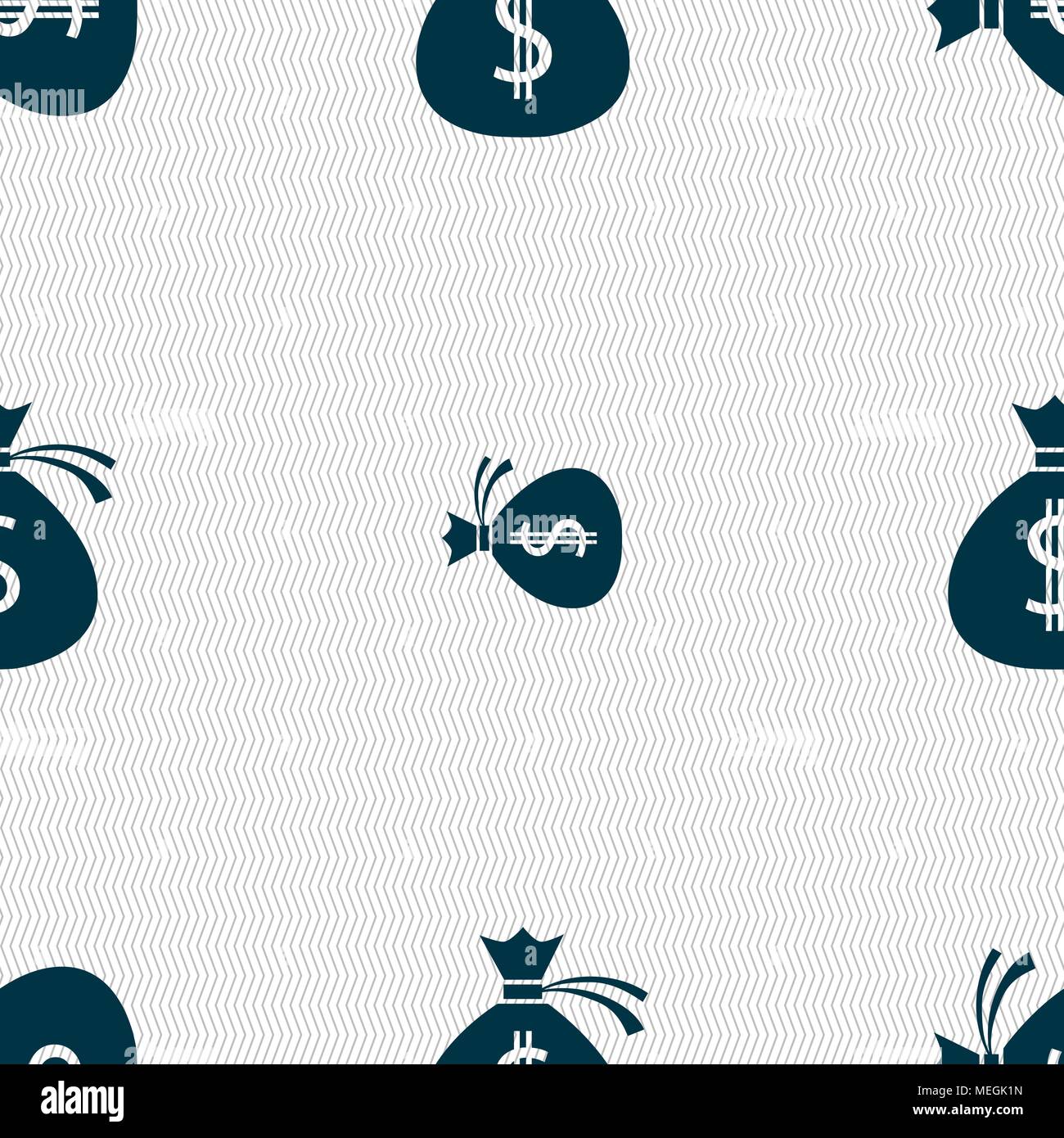 Money bag icon sign. Seamless abstract background with geometric shapes ...
