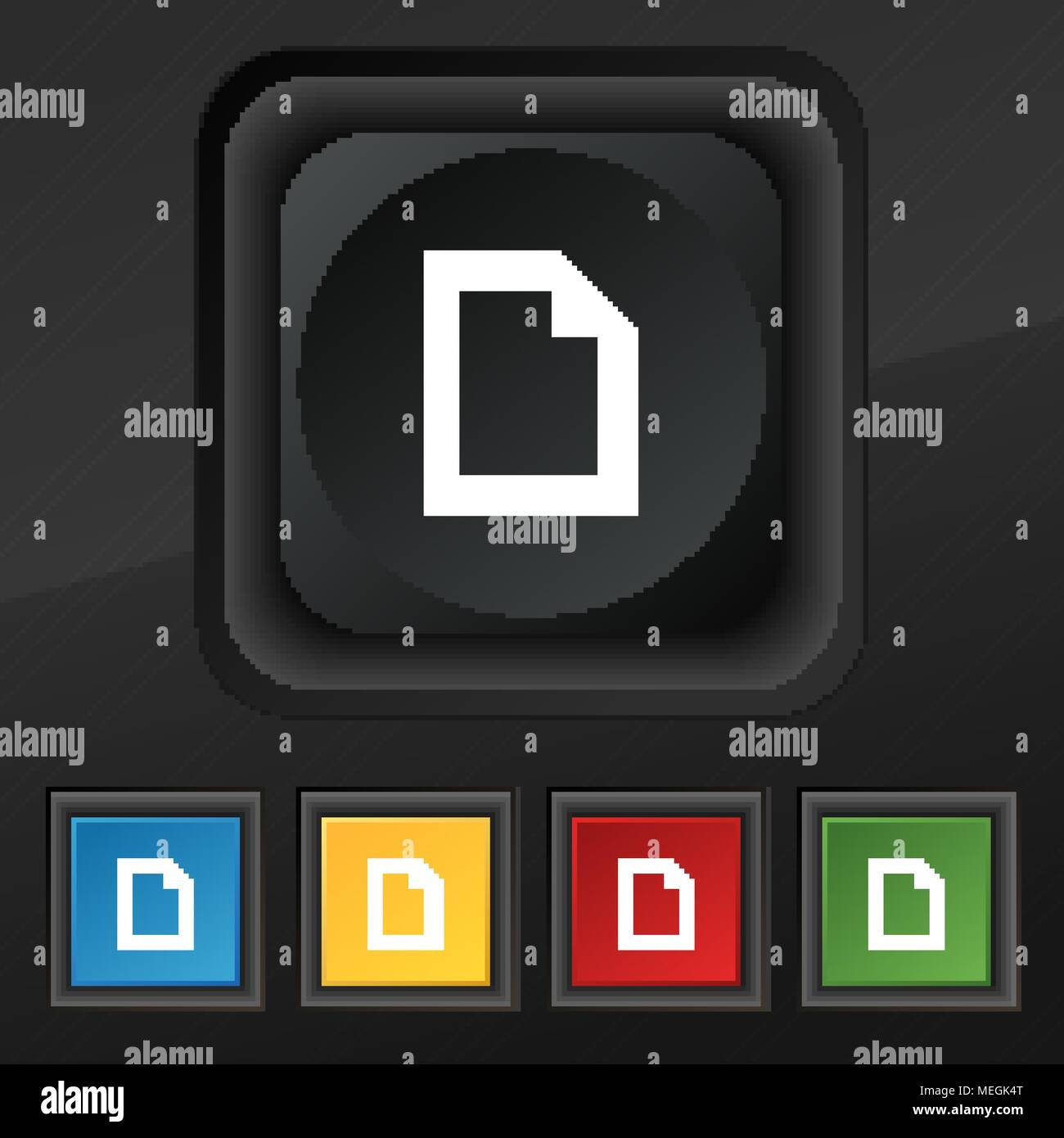 Text File document icon symbol. Set of five colorful, stylish buttons ...