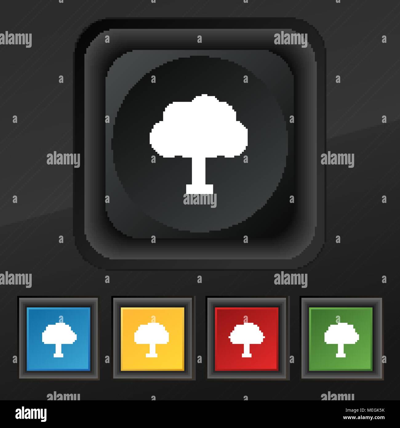 Tree, Forest icon symbol. Set of five colorful, stylish buttons on ...