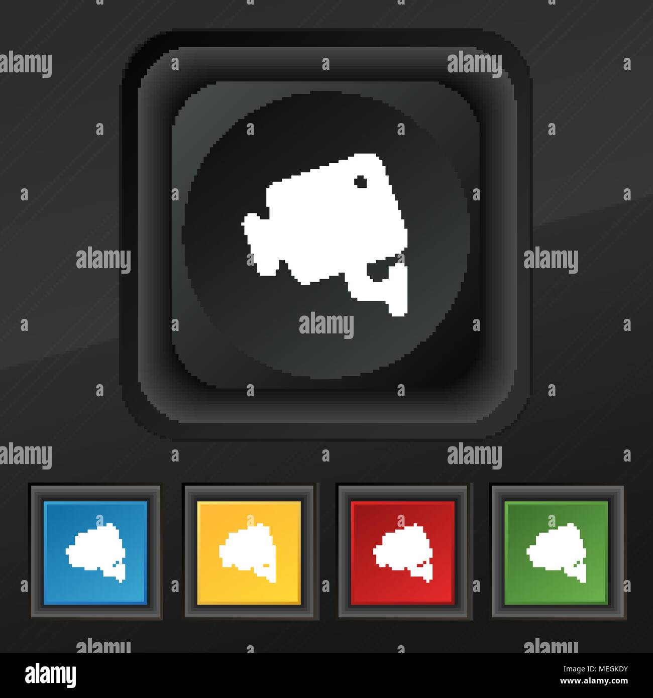 video camera icon symbol. Set of five colorful, stylish buttons on ...