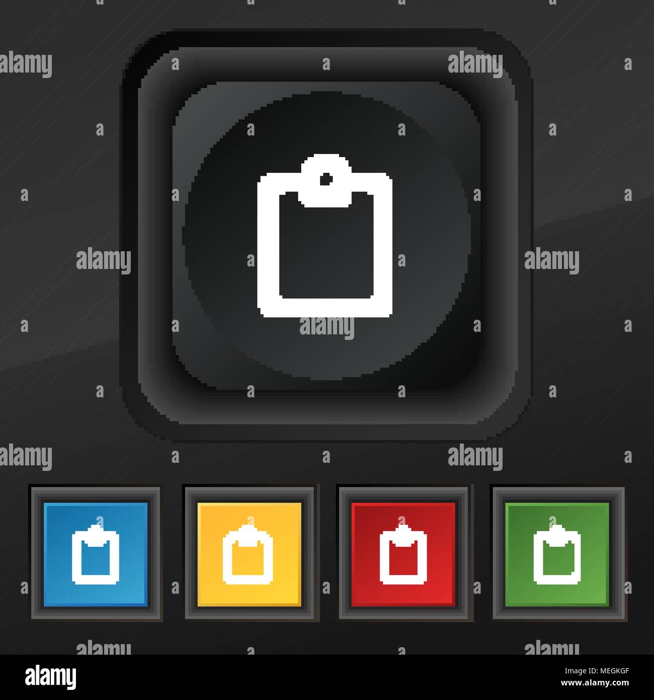 Text file icon symbol. Set of five colorful, stylish buttons on black ...