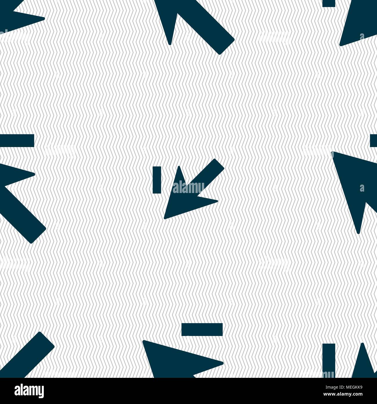 Cursor, arrow minus icon sign. Seamless abstract background with geometric shapes. Vector ...