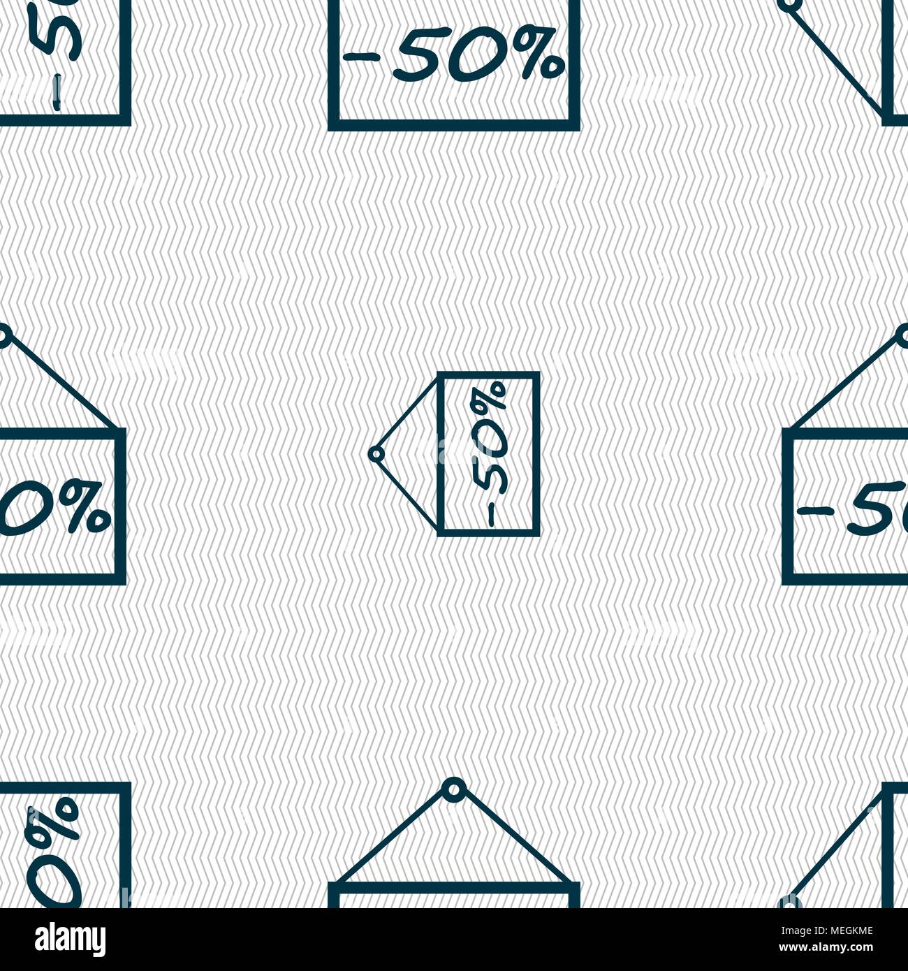 50 discount icon sign. Seamless abstract background with geometric ...