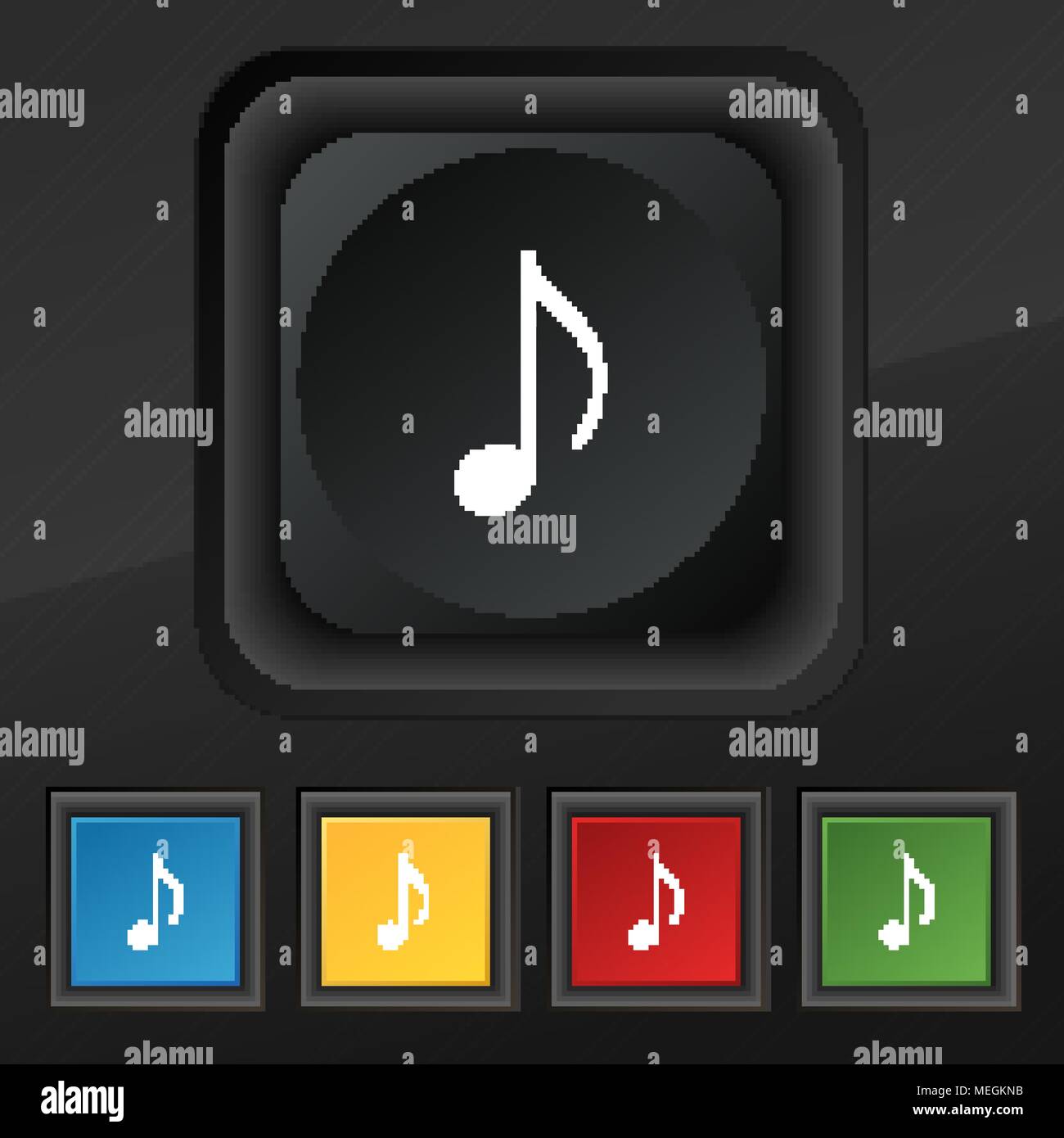 musical note, music, ringtone icon symbol. Set of five colorful ...