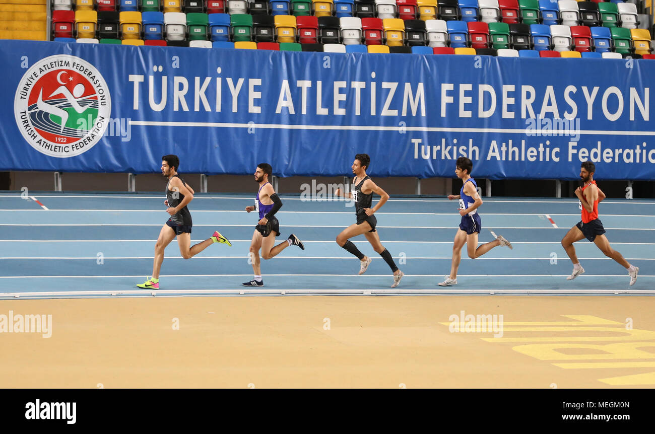 ISTANBUL, TURKEY - JANUARY 07, 2018: Athletes running during Turkish ...