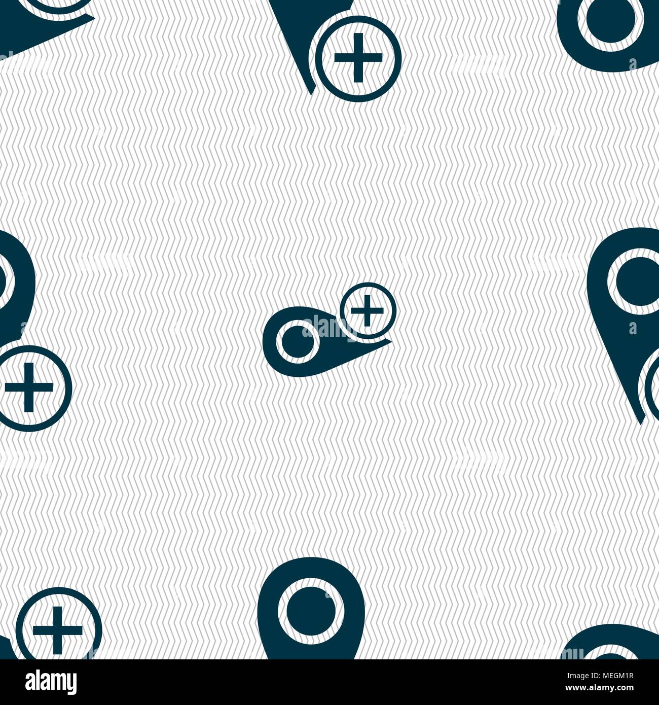 Map pointer icon sign. Seamless abstract background with geometric shapes. Vector illustration ...