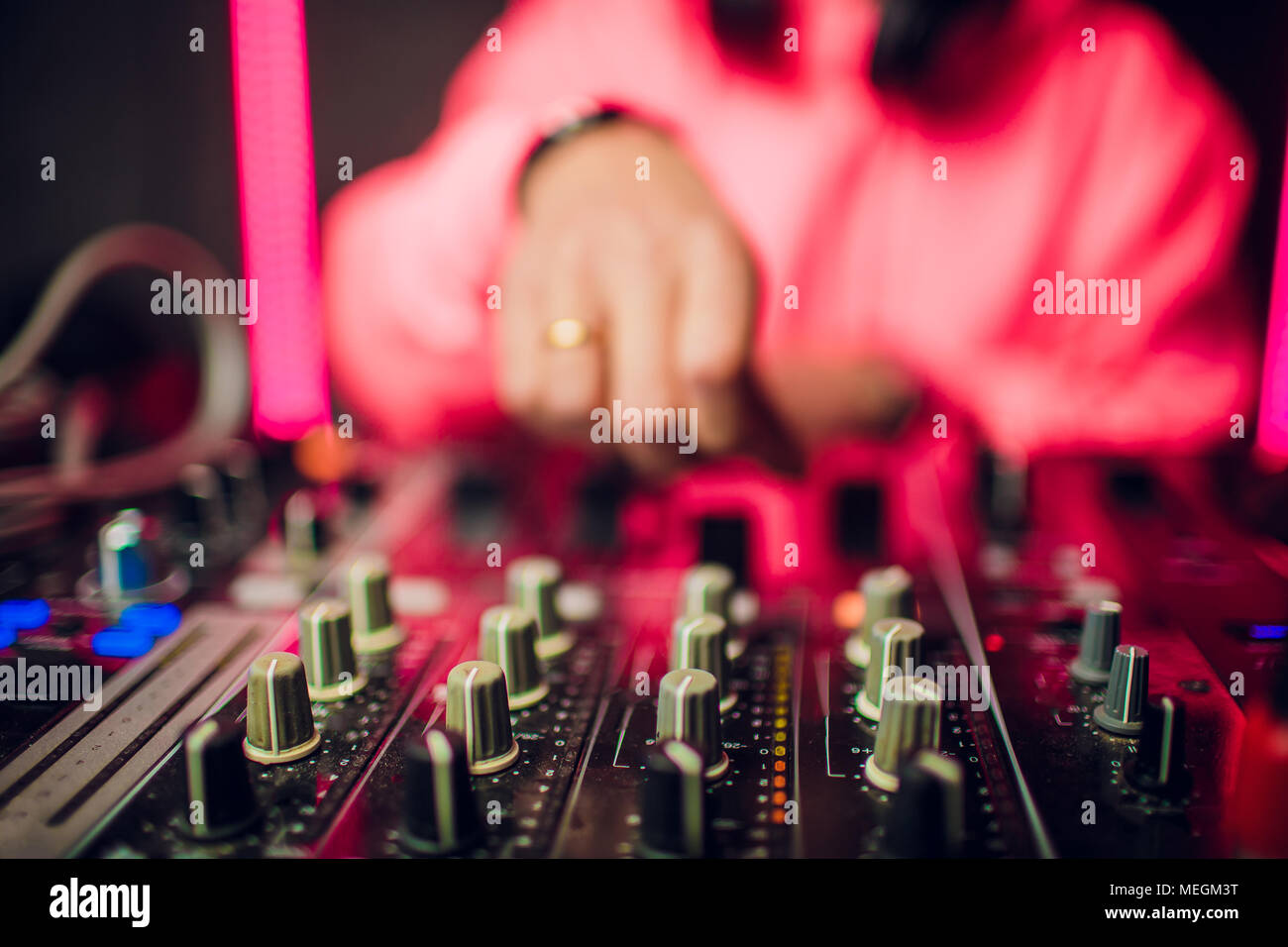 Dj mixing hand in nightclub at party Stock Photo - Alamy